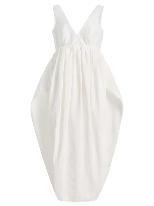 RÓHE Sculptural Textured Cotton-blend Dress - White