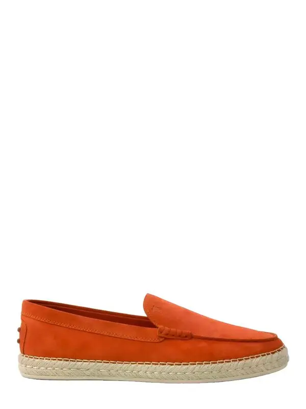 TOD'S Suede Espadrille Loafers - Orange