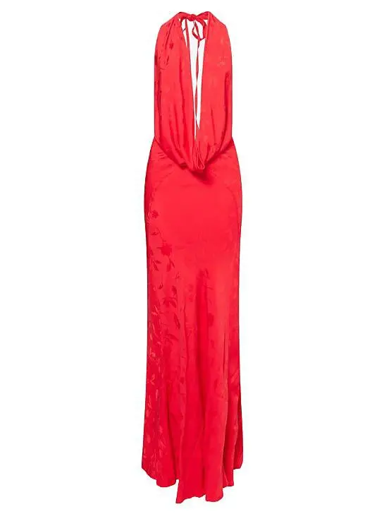 RAT AND BOA Alita Backless Satin Maxi Dress - Red