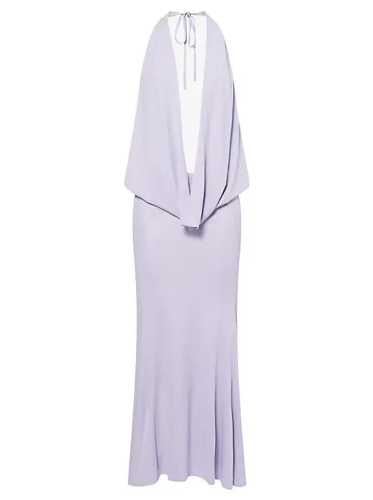RAT AND BOA Aris Cowl-neck Woven Midi Dress - Purple
