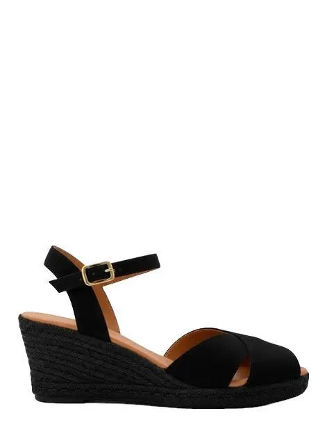 MENINA STEP Jimena Mid Double Band All Wedges - Black