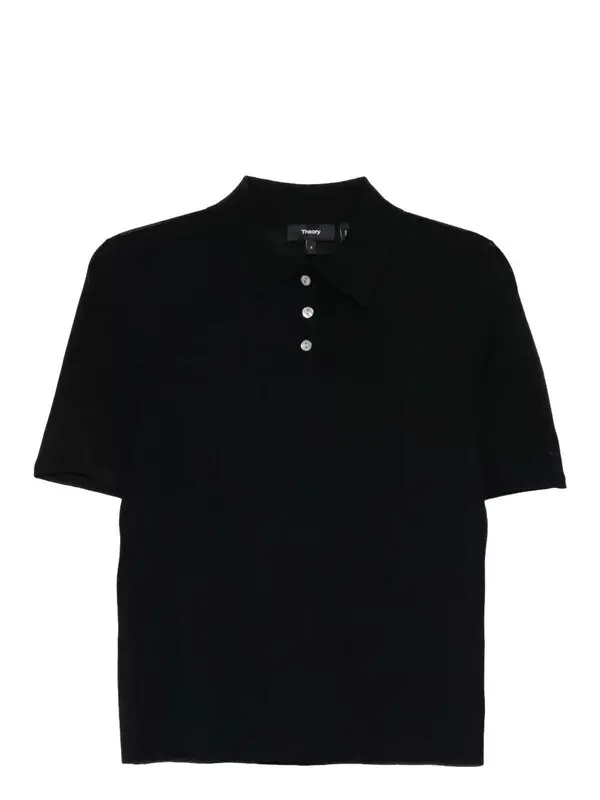 Theory Piped Short-sleeve Polo - Black