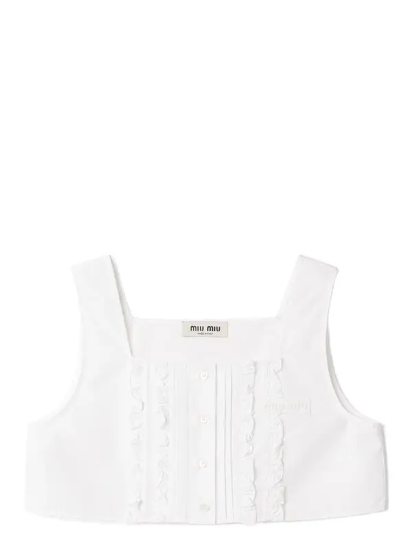 Miu Miu Poplin Crop Top - White