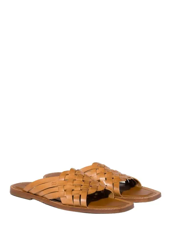 Miu Miu Leather Slides - Honey
