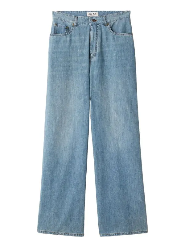 Miu Miu Chambray Loose Fit Pants - Sapphire Blue