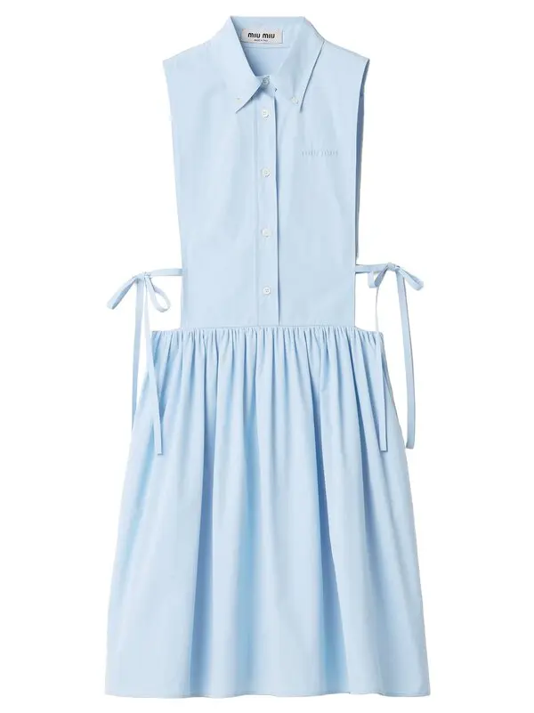 Miu Miu Poplin Side Tie Dress - Sapphire Blue