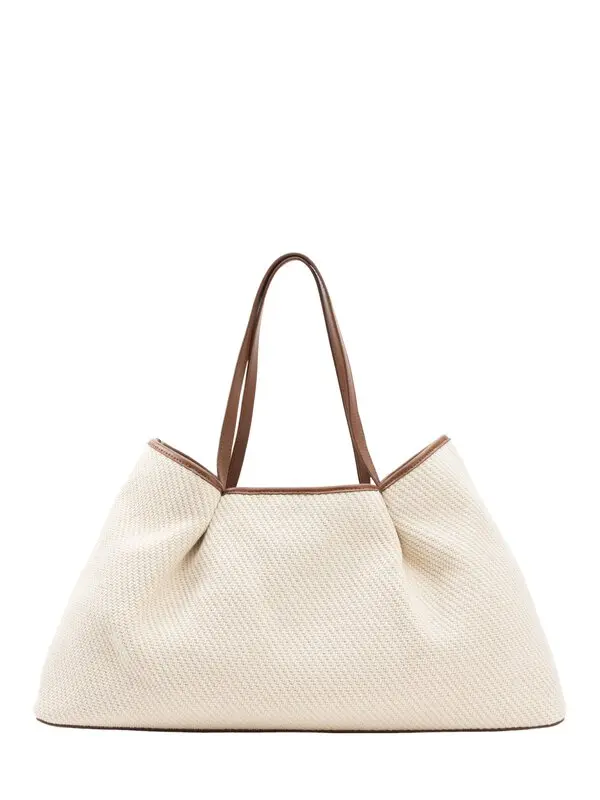 ELLEME Dimple Tote Bag - Ecru/cognac