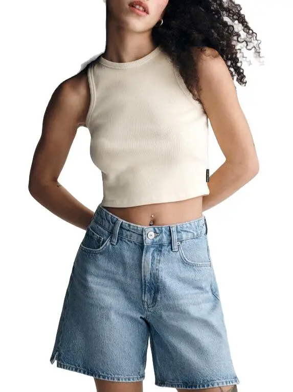 Brooklyn Industries Crop Cotton Rib Tank Top - Transparent Yellow