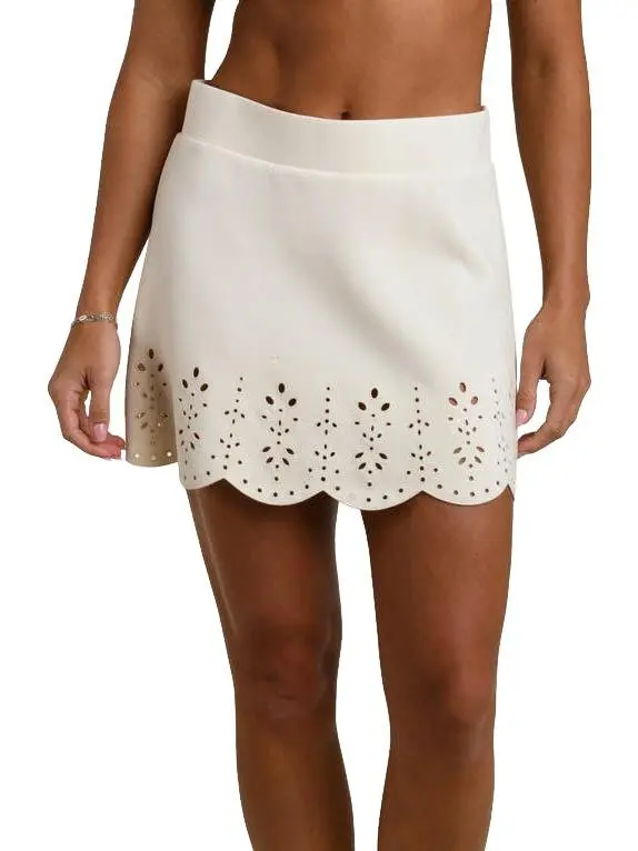 La Blanca Eyelet Detail Mini Skirt - Chalk