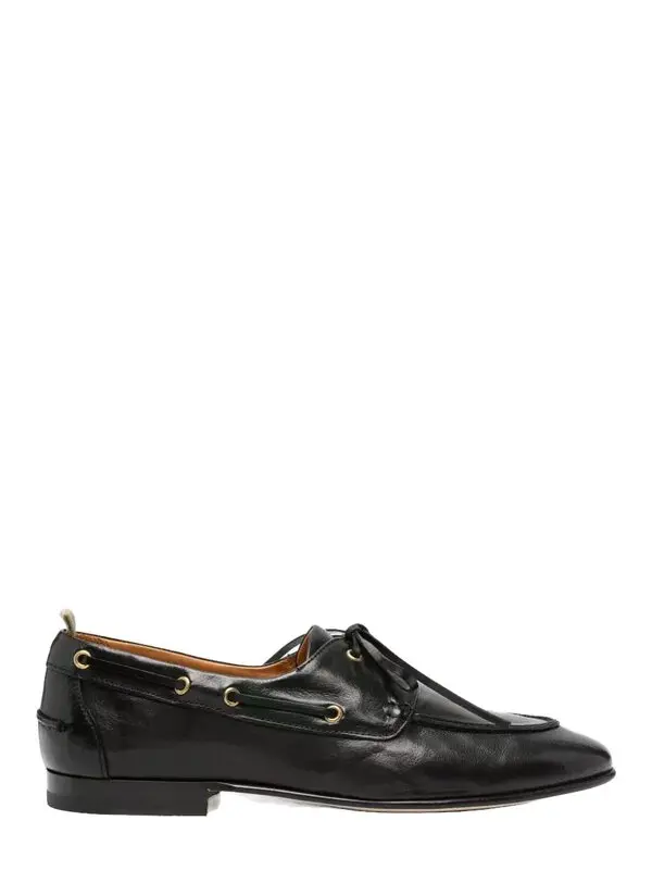 Officine Creative Twist 001 Leather Boat Shoes - Black