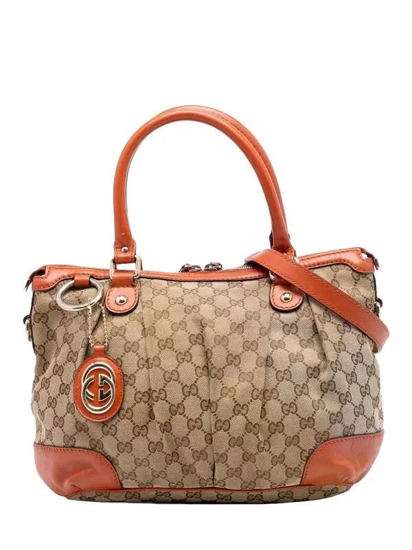 Gucci Gg Canvas Sukey Satchel - Orange
