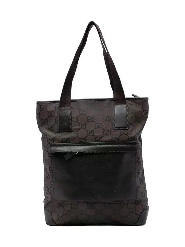 Gucci Gg Nylon Tote Bag - Brown