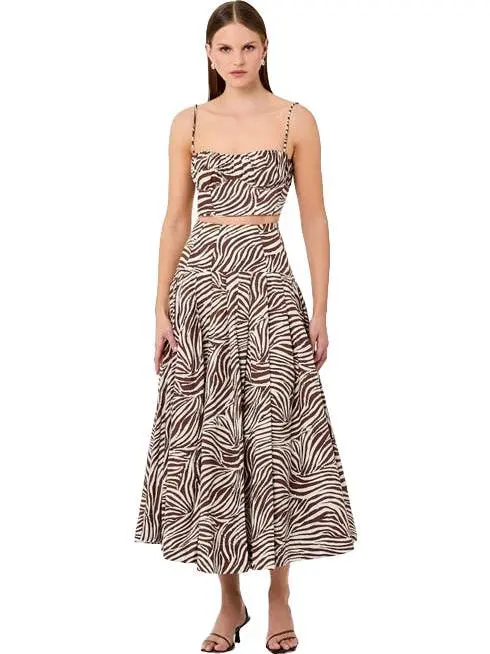 NICHOLAS Yasmin Pleated Midi Skirt - Striata Print
