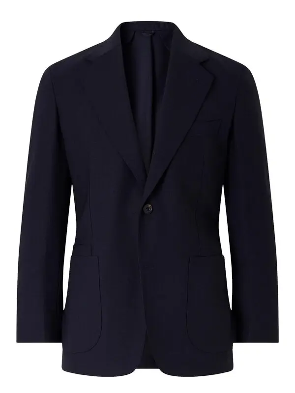 DRAKE'S Virgin Wool Suit Jacket - Blue