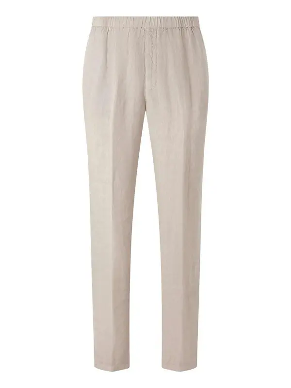 Boglioli Tapered Linen Trousers - Beige
