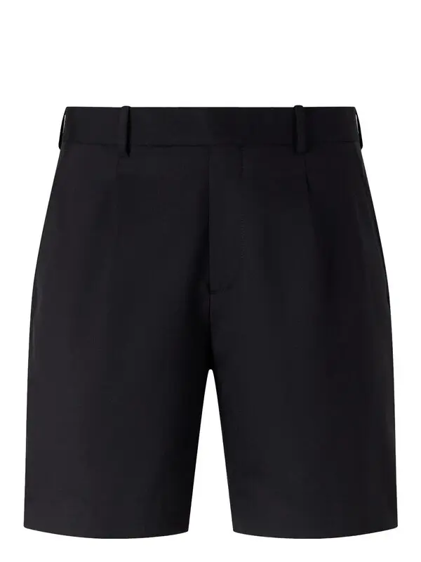 Mr P. Wide-leg Pleated Wool Shorts - Black