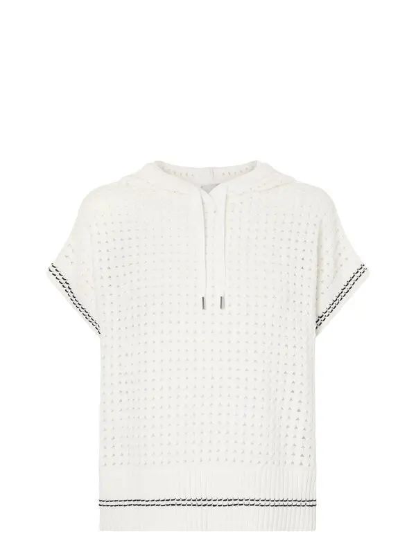 Varley Vittoria Hooded Open-knit Cotton Sweater - White