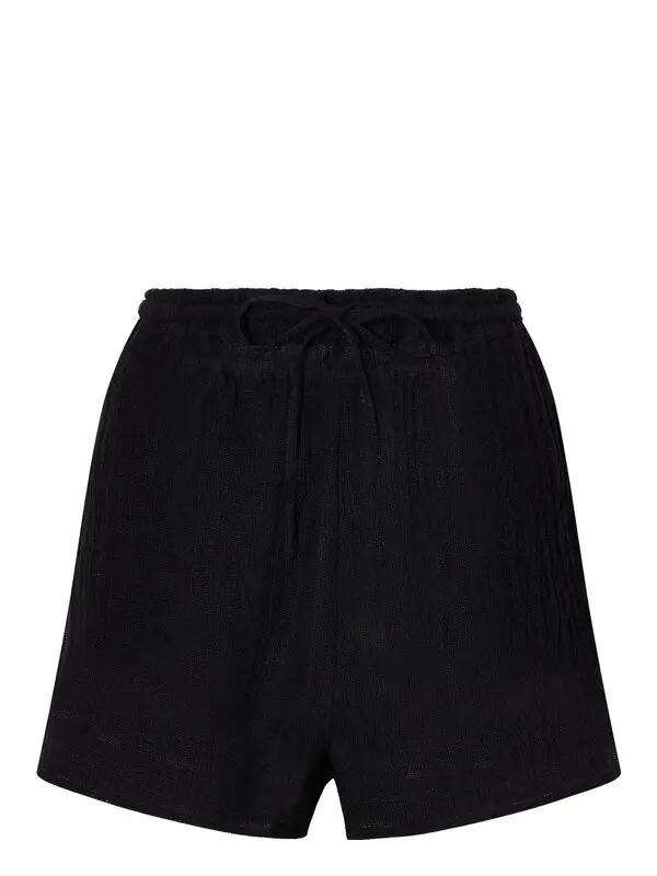 Le Kasha Tabag Linen Mini Shorts - Black