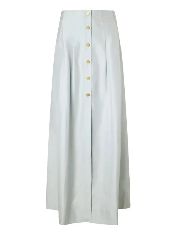 Le Kasha Amou Pleated Silk Maxi Skirt - Blue