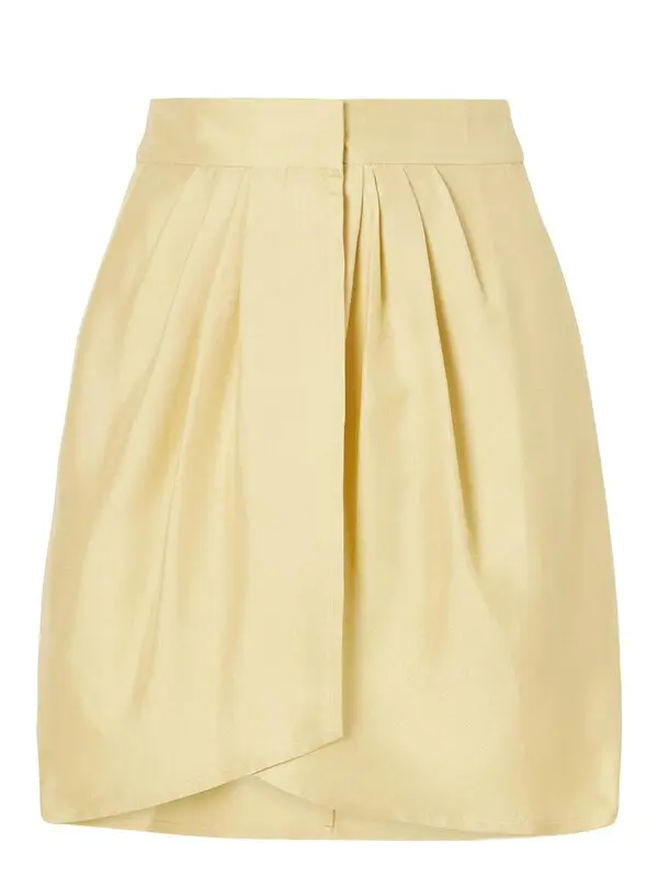 Le Kasha Kamas Silk Pleated Wrap Skirt - Yellow