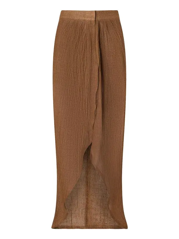 Le Kasha Kamat Organic Linen Maxi Skirt - Brown