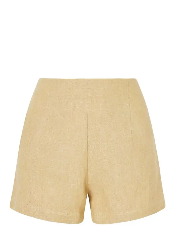 Le Kasha Ezbet" High-rise Tailored Linen Shorts - Neutrals