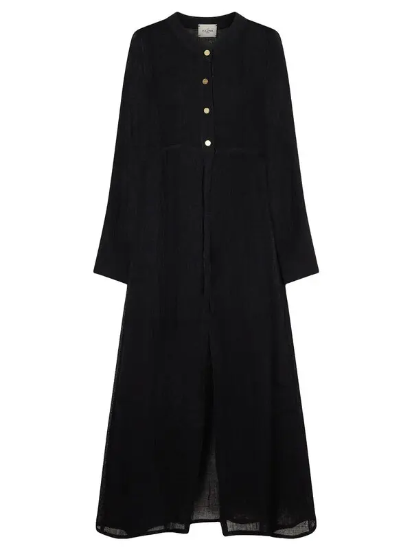 Le Kasha Bibag Linen Maxi Dress - Black