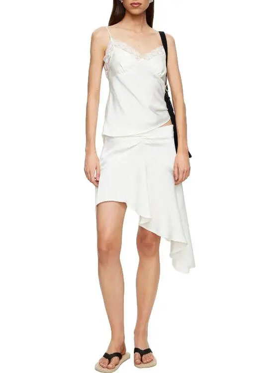 Lioness Gloss Ruffle Satin Skirt - Porcelain