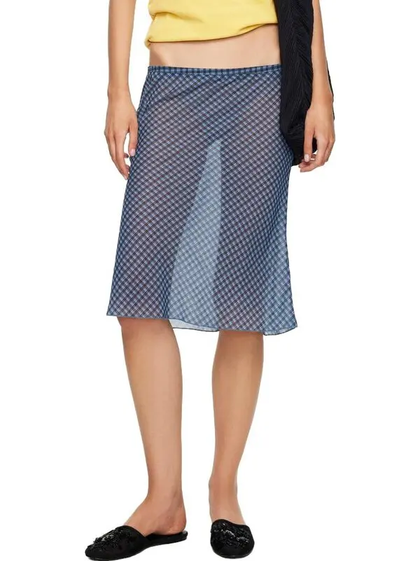 Lioness Shoreline Sheer Check Skirt - Smoke Check