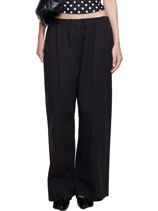Lioness Wide Leg Cotton Pants - Noir