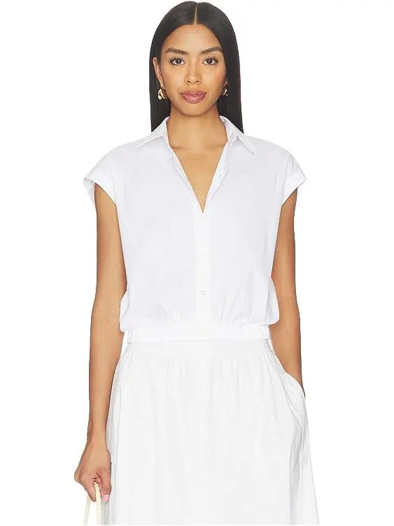 Theory Cropped Elastic Shirt - White