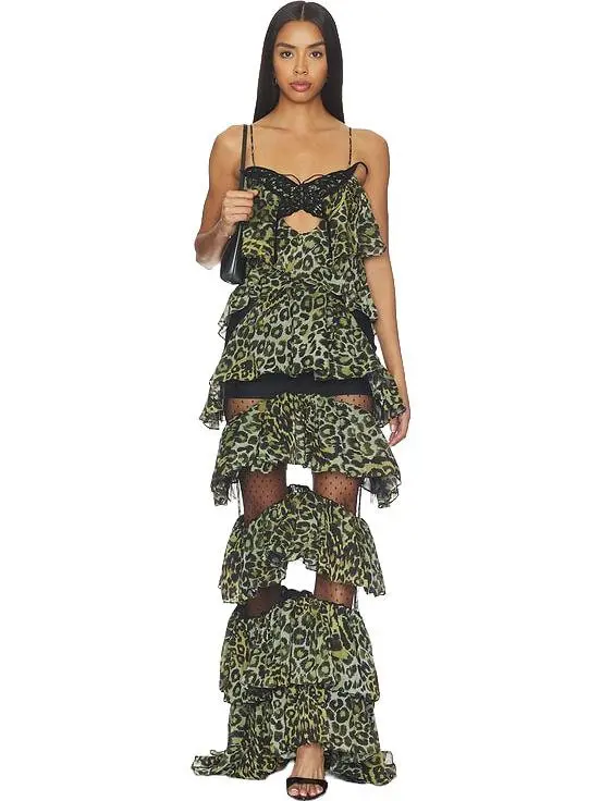 Blumarine Printed Dress - Bronze Green,militar