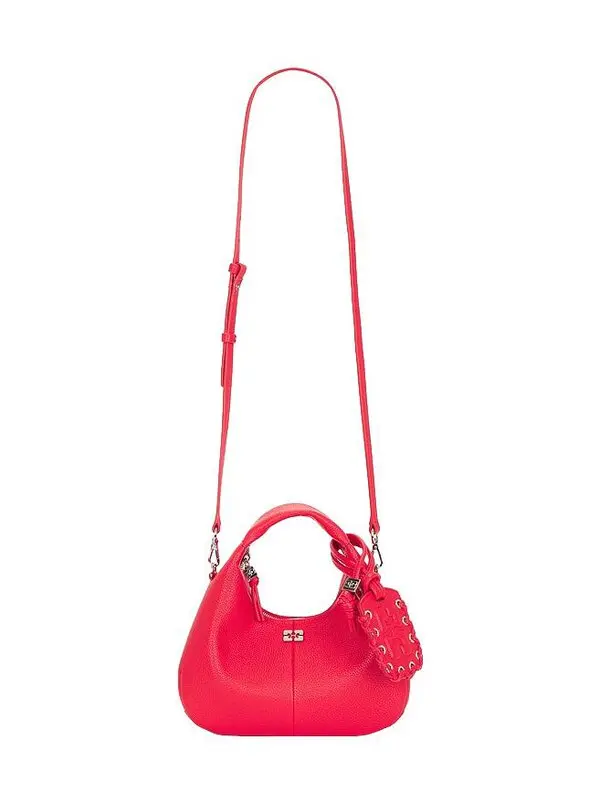 GANNI Hobo Mini Grained Bag - Goji Berry
