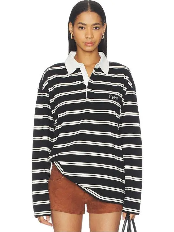 SSAINT Dylan Rugby Polo Shirt - Black