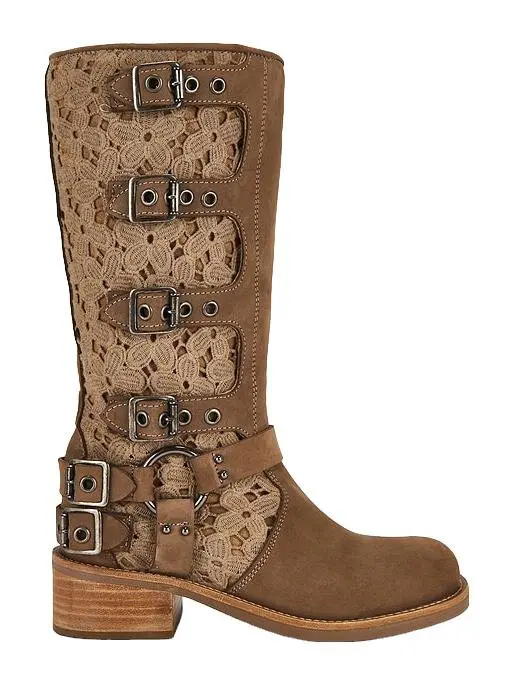 Steve Madden Rocky Floral Boots - Tan Nubuck