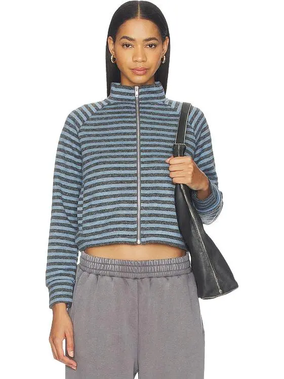 Lioness Bloom Knit Jacket - Grey Blue Stripe