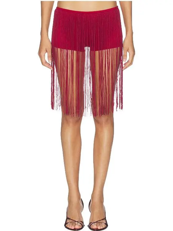 1XBLUE Fringed Hot Pants - Red