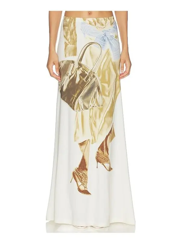 MARRKNULL Printed Skirt - White