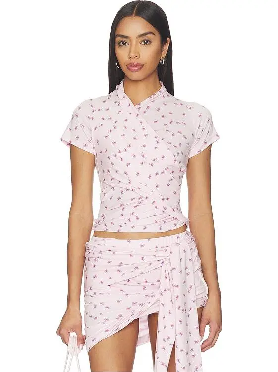 MARRKNULL Asymmetrical Ruffle T-shirt - Pink