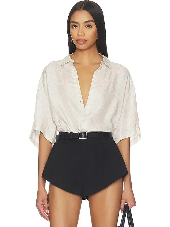 ANINE BING Coco Shirt - Washed White Leopard
