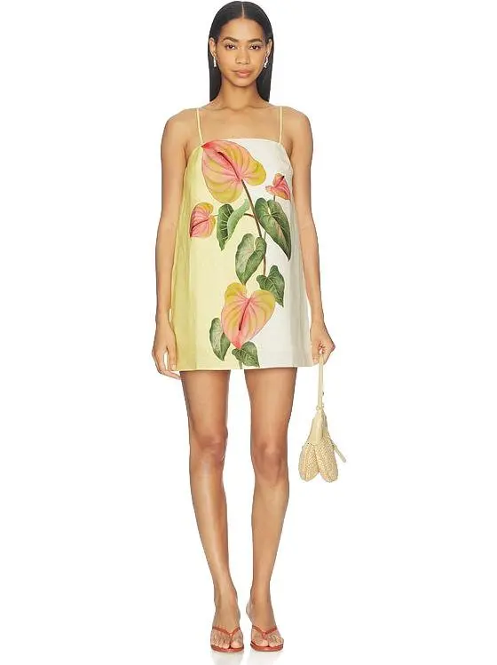 Farm Rio Mini Dress - Anturium Golden Yellow