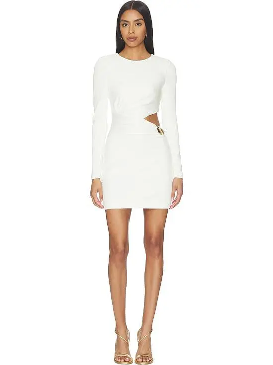PatBO Knit Long Sleeve Mini Dress - Off White