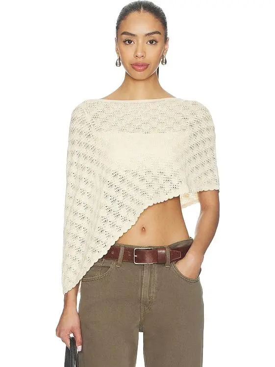 LOVERS AND FRIENDS Emery Textured Poncho - Ivory
