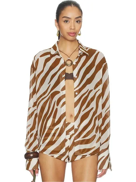 Superdown Emah Button Down Shirt - Zebra