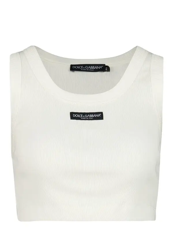 Dolce & Gabbana Cropped Ribbed Tank Top - White
