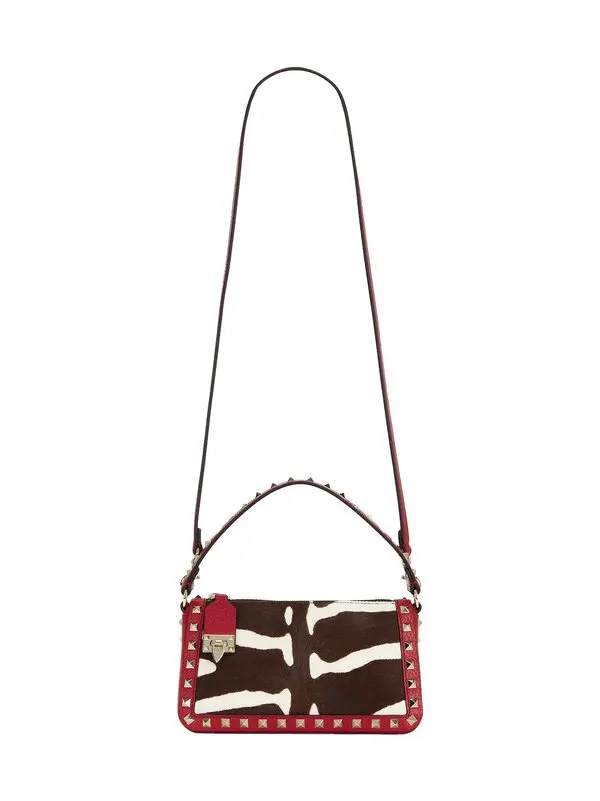 Valentino Garavani Rockstud Small Shoulder Bag - Bianco Testa Di Moro & Rosso V