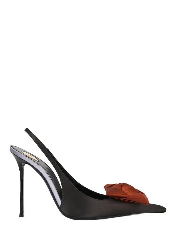 Saint Laurent Amalia Slingback Pump - Gun Powder & Dark Rugg