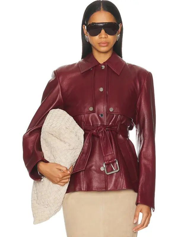 Sportmax Tenzone Leather Jacket - Bordeaux