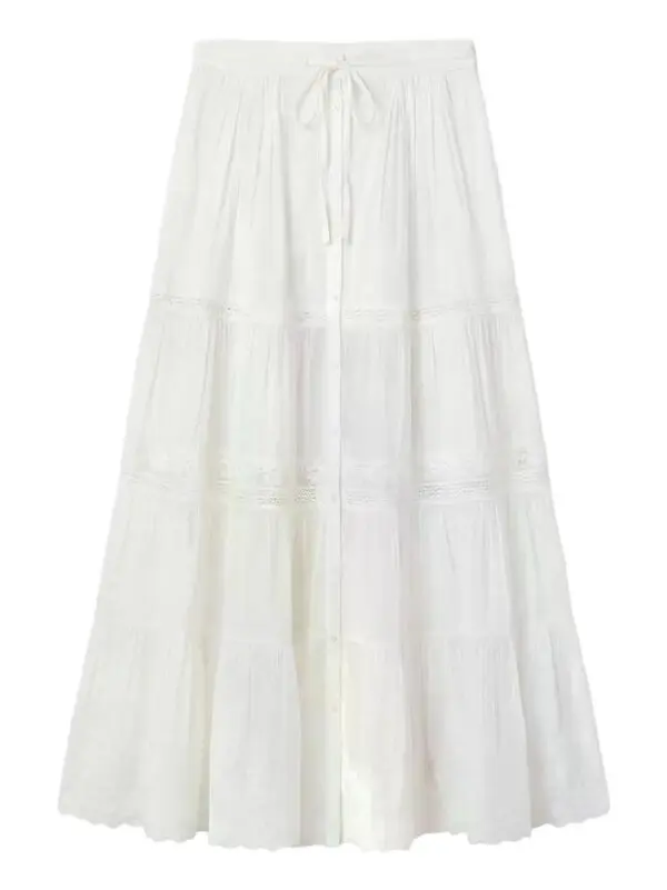 Vanessa Bruno Caravelle Lace-trim Tiered Maxi Skirt - White