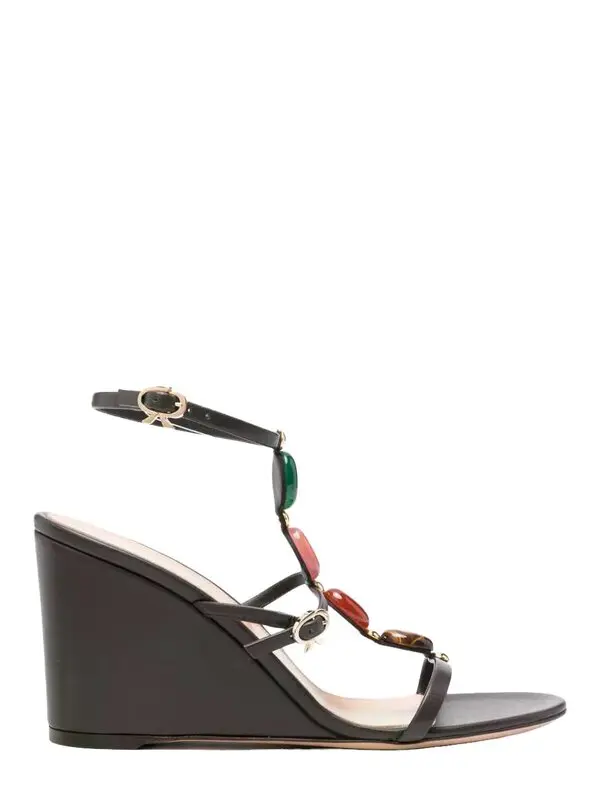 GIANVITO ROSSI Shanti Stone-embellished Wedge Sandals - Brown